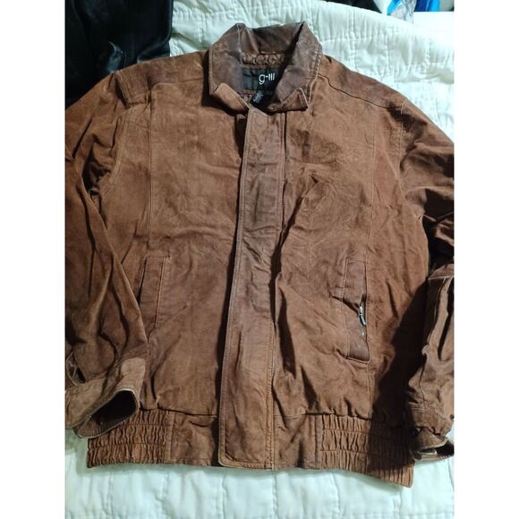 Jackets & Coats | Glll Global Identity Brown Suede Leather Bomber ...
